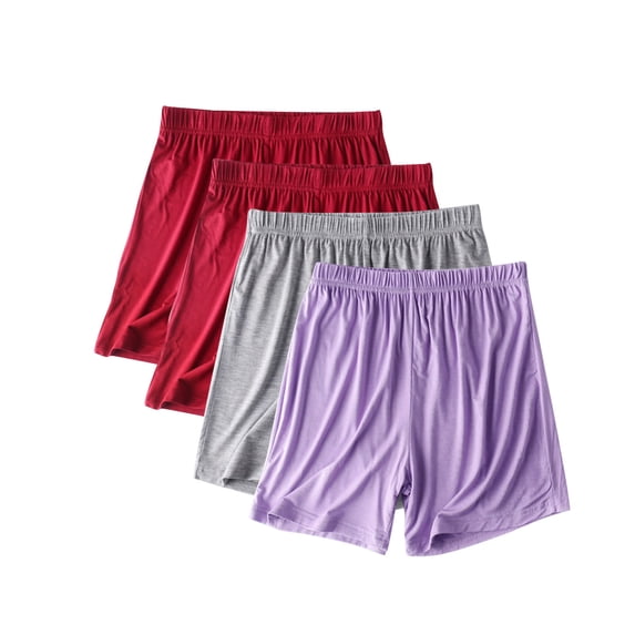 Fewfanhot Women's Plus Size Modal Lounge Shorts 4PC Set - Solid Color ...