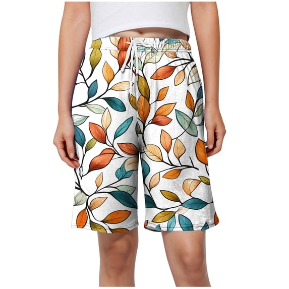 Fewfanhot Women's Printed Lounge Shorts Elastic Waist Drawstring Design ...