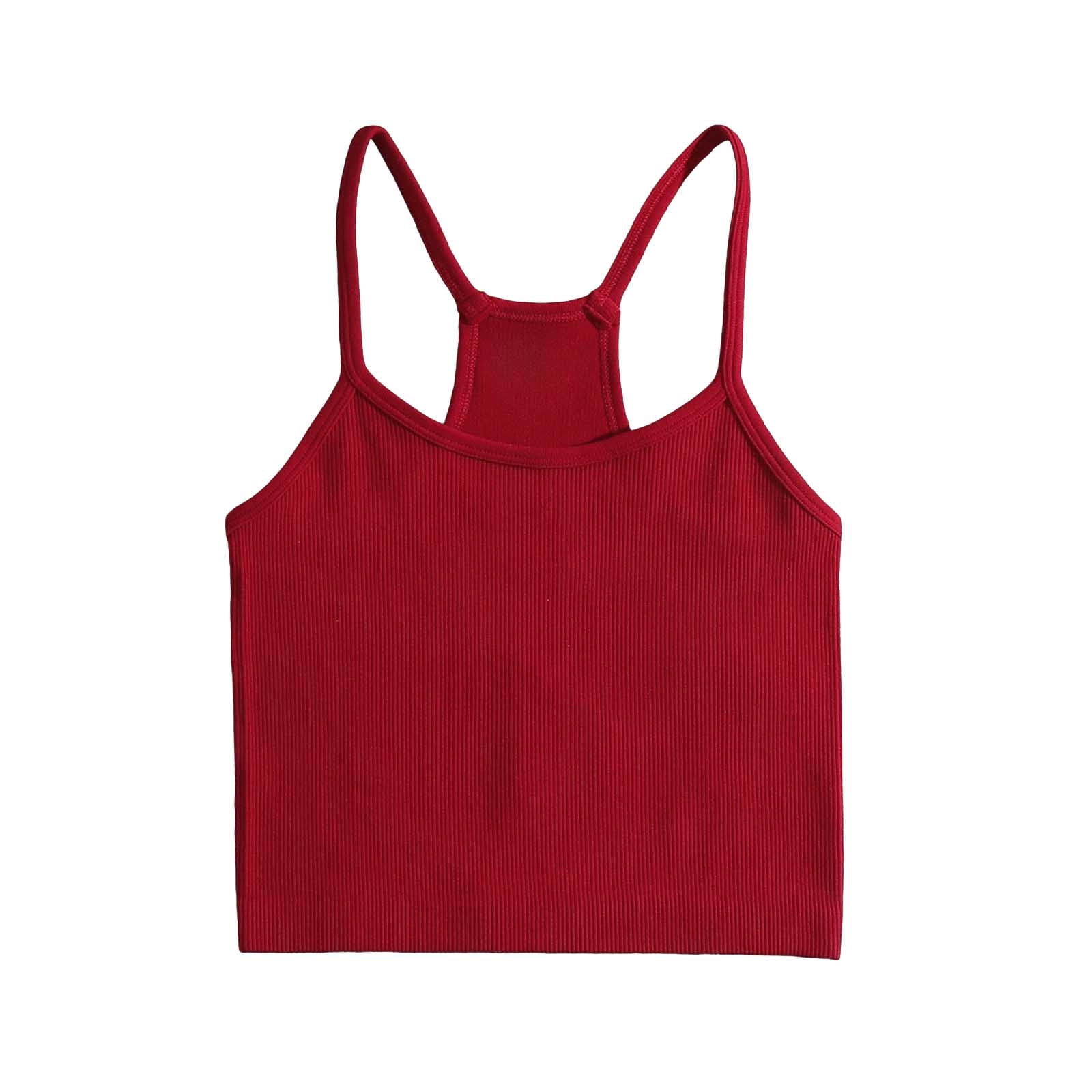 Fewfanhot Women's Ribbed Knit Racerback Crop Tank Top, Sleeveless ...