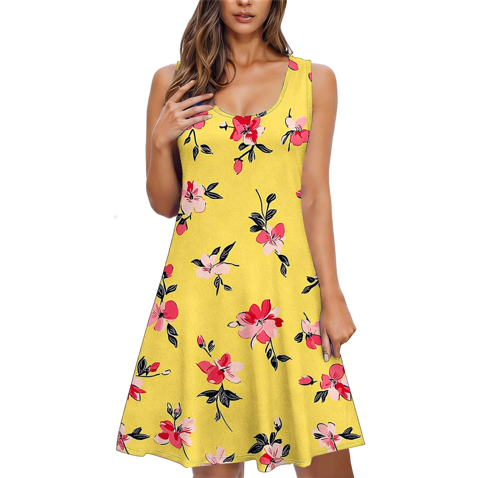 Fewfanhot Women's Sleeveless Sleep Dress Cute Printed Short Nightgown ...