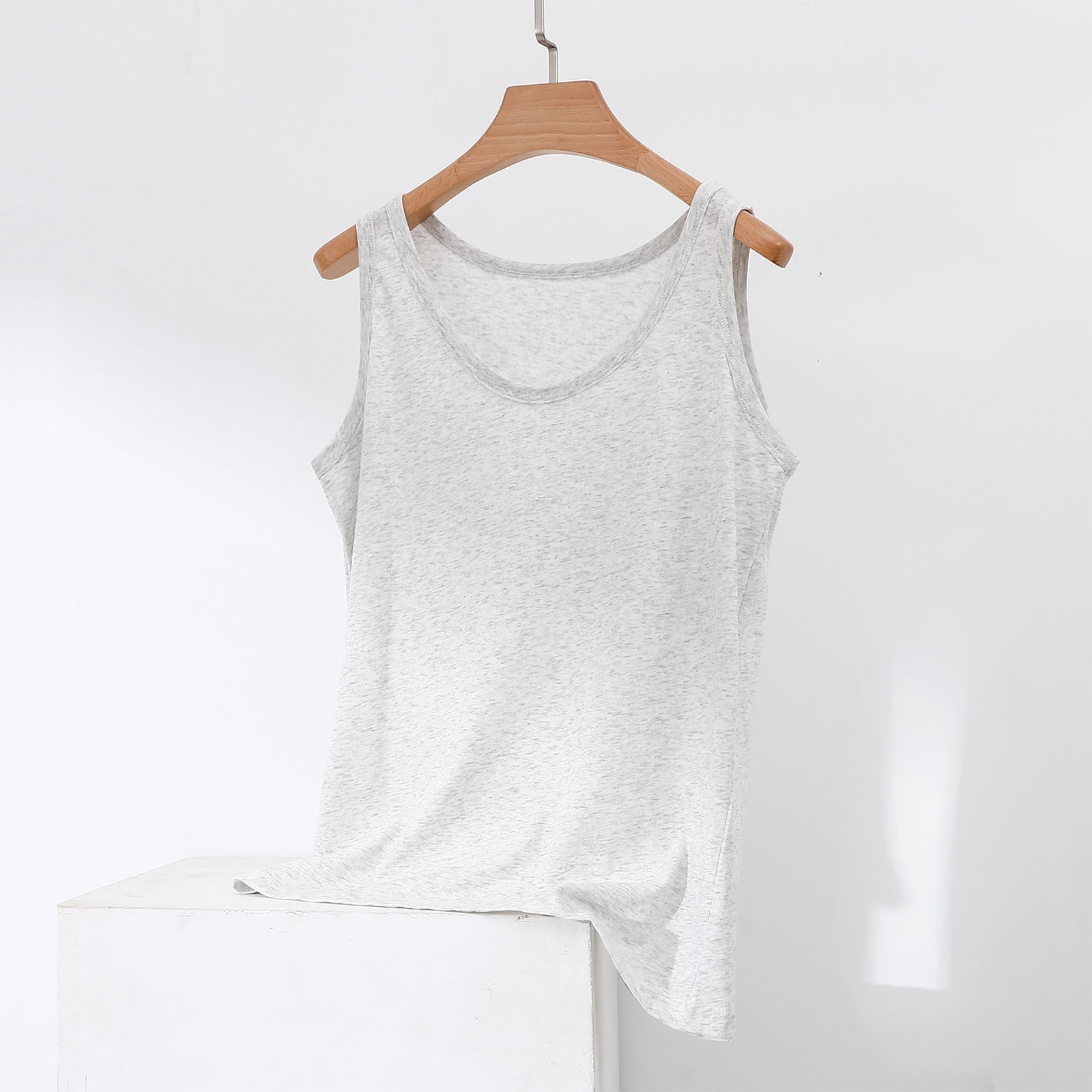 Fewfanhot Women's Solid Cotton Linen Lounge Tank - Round Neck ...