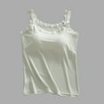 Fewfanhot Women's Solid Ice Silk Camisole - Round Neck Lace Trim Built ...
