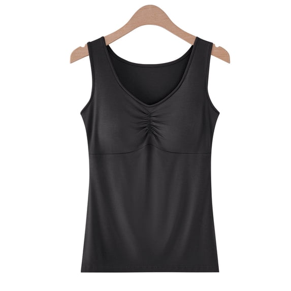 Fewfanhot Women's Solid Lounge Camisole - Round Neck Built-in Fixed Bra ...