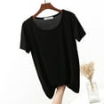 Fewfanhot Women's Solid Lounge T-Shirt - Thin Round Neck Short Sleeve Minimalist Design ...