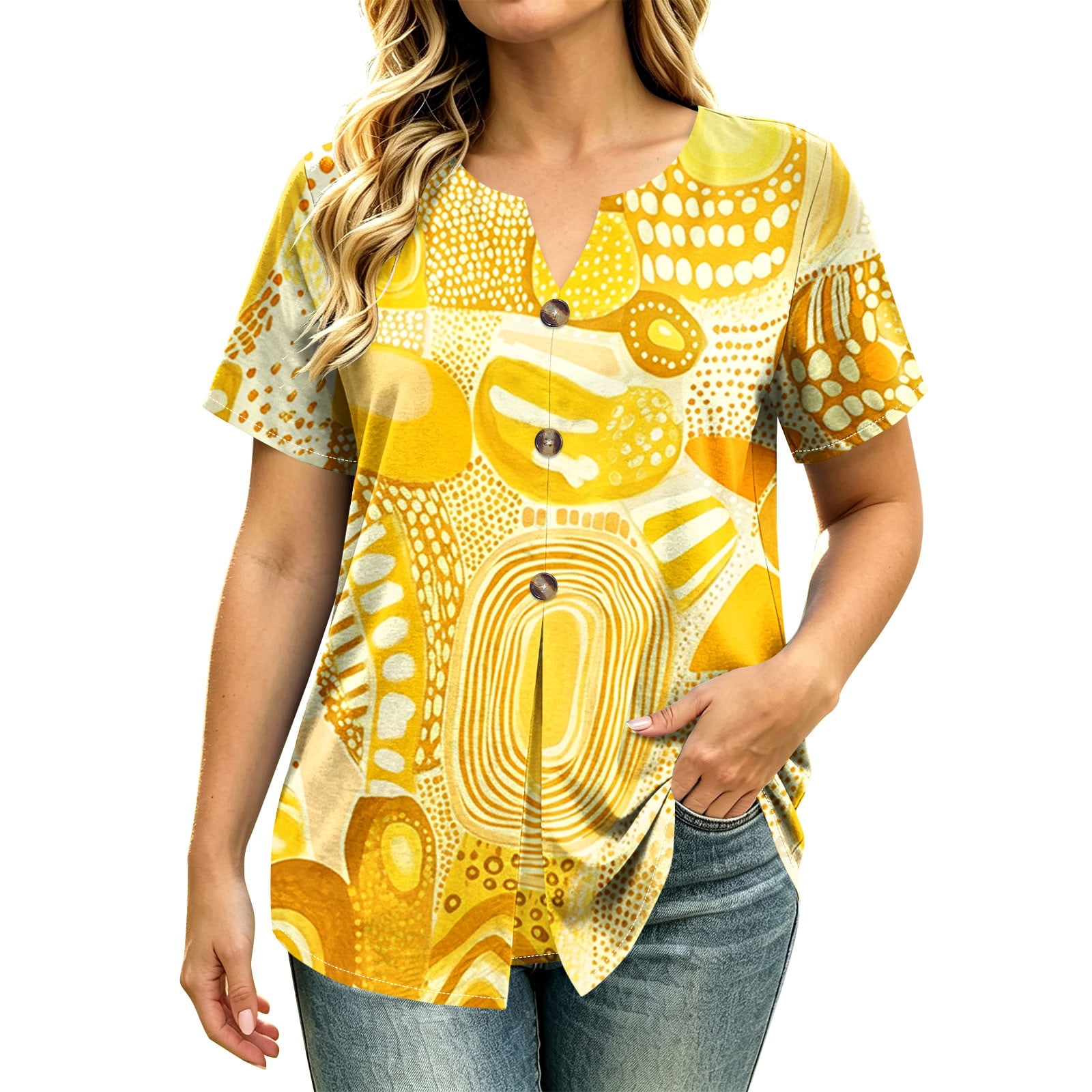 Fewfanhot Women's Tops, Tees & Blouses Button Down Shirts Short Cap ...