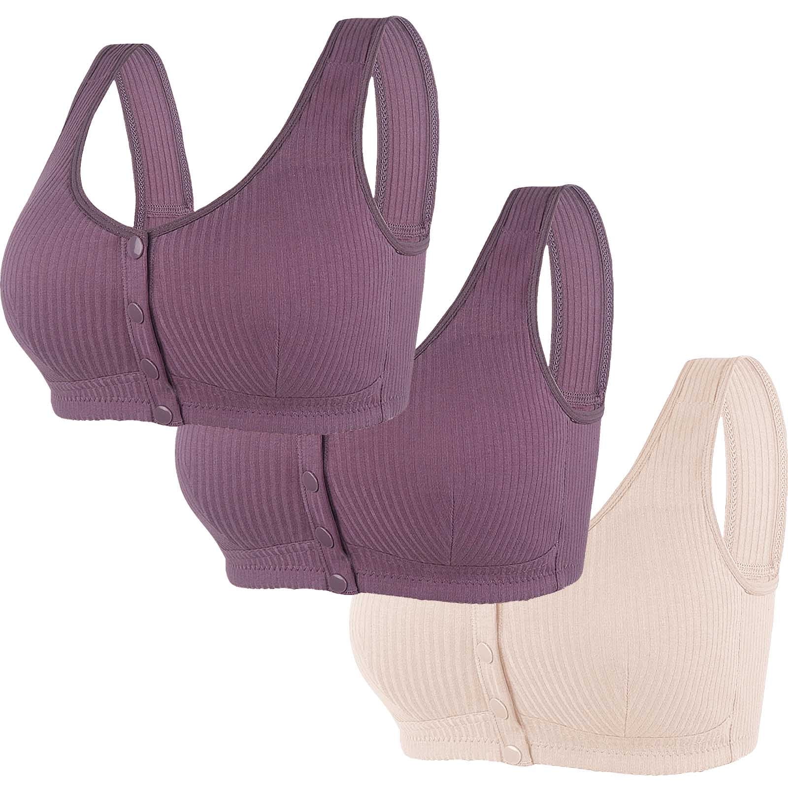 Fewfanhot Women's Wireless Front Closure Bras 3-Pack Seamless Comfort ...