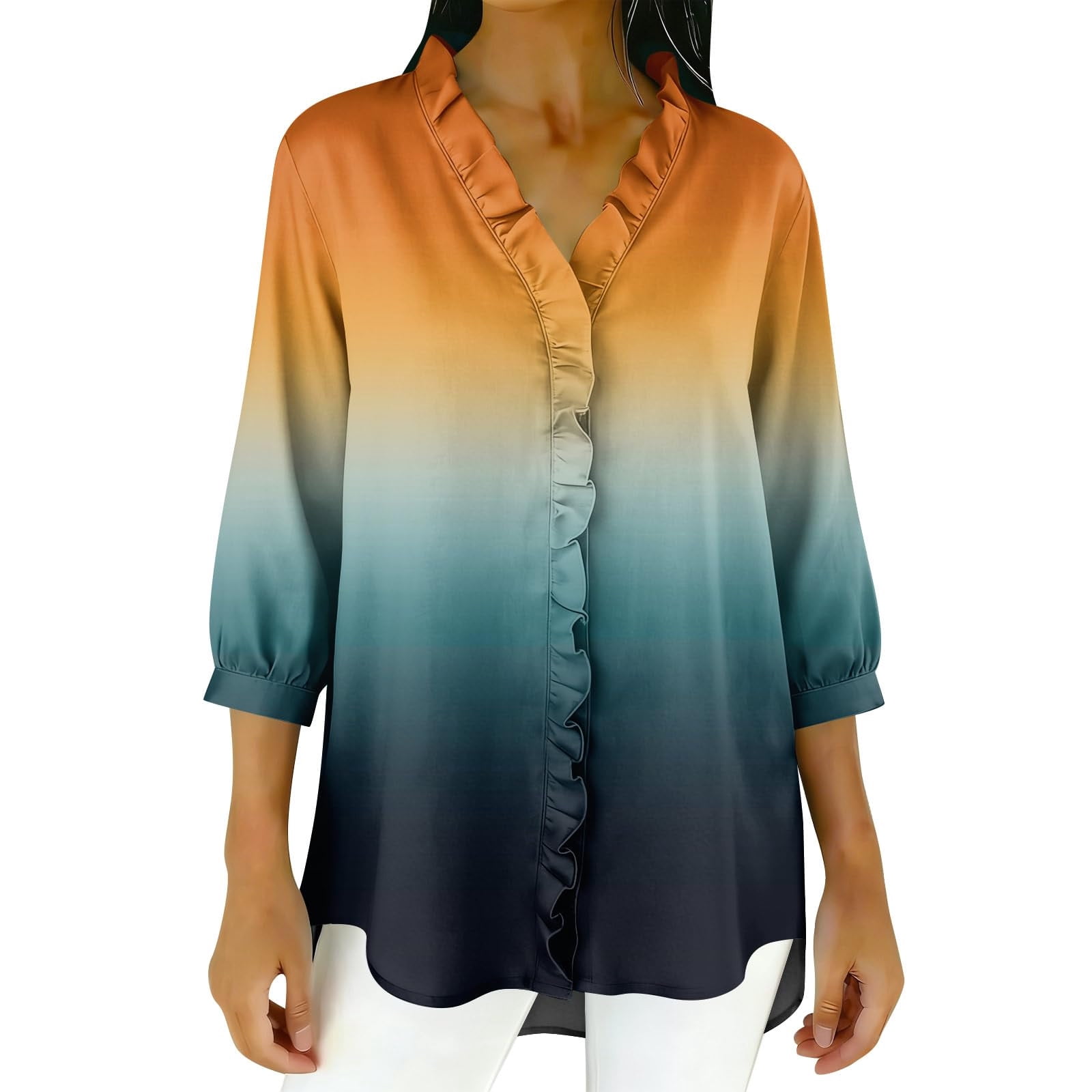 Fewfanhot Womens Blouses Featuring Lace-trimmed Collar Button-up ...