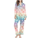 Fewfanhot Womens Pajama Set Long Sleeve Sleepwear Button Down Pjs Soft ...