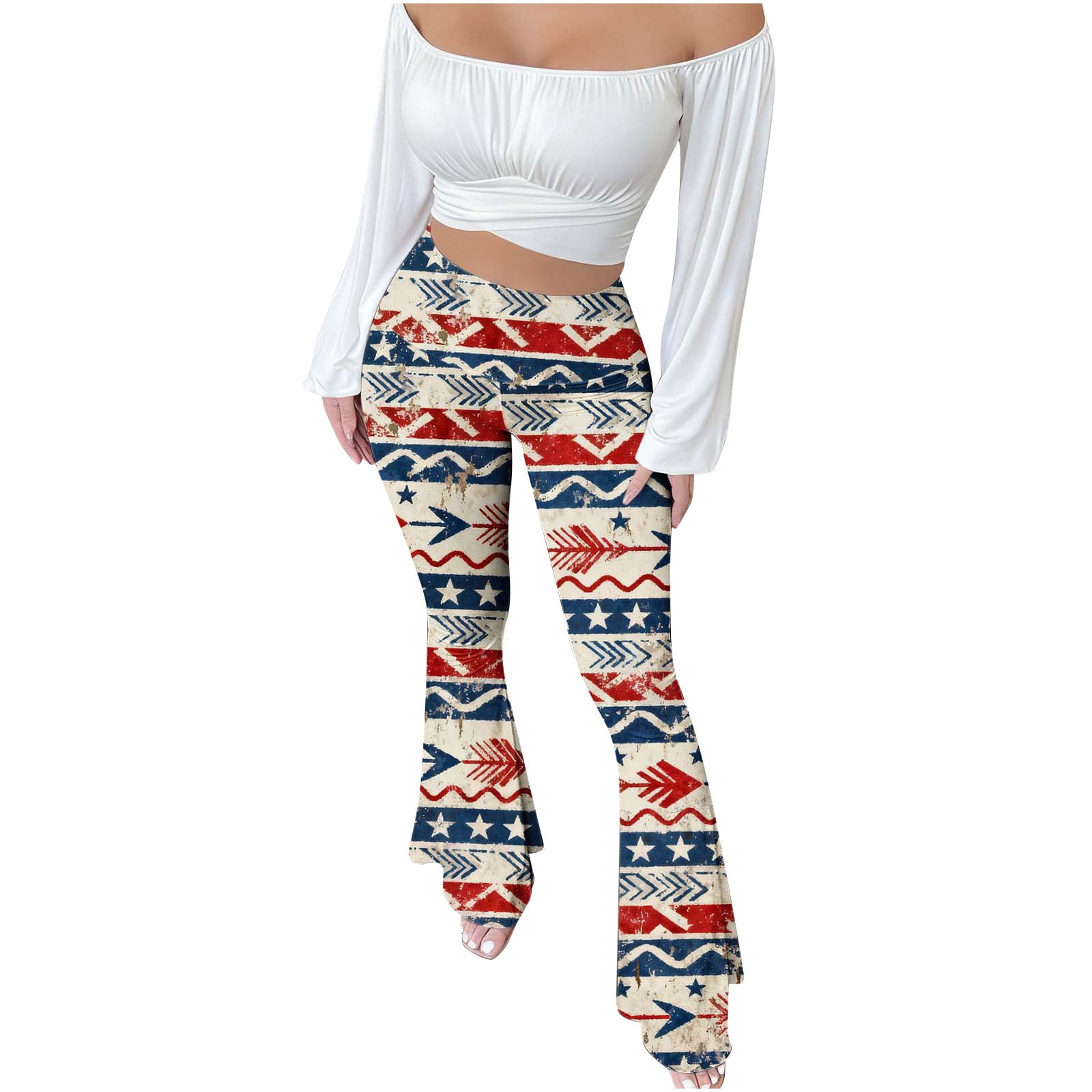 Fewfanhot Womens Pants Stretchy Wide Leg High Waist Bell Bottom Flare ...