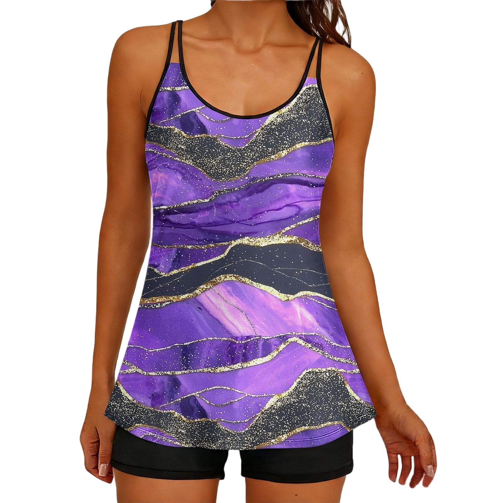 Fewfanhot Womens Tankini Bathing Suits Two Piece Tummy Control Bathing ...