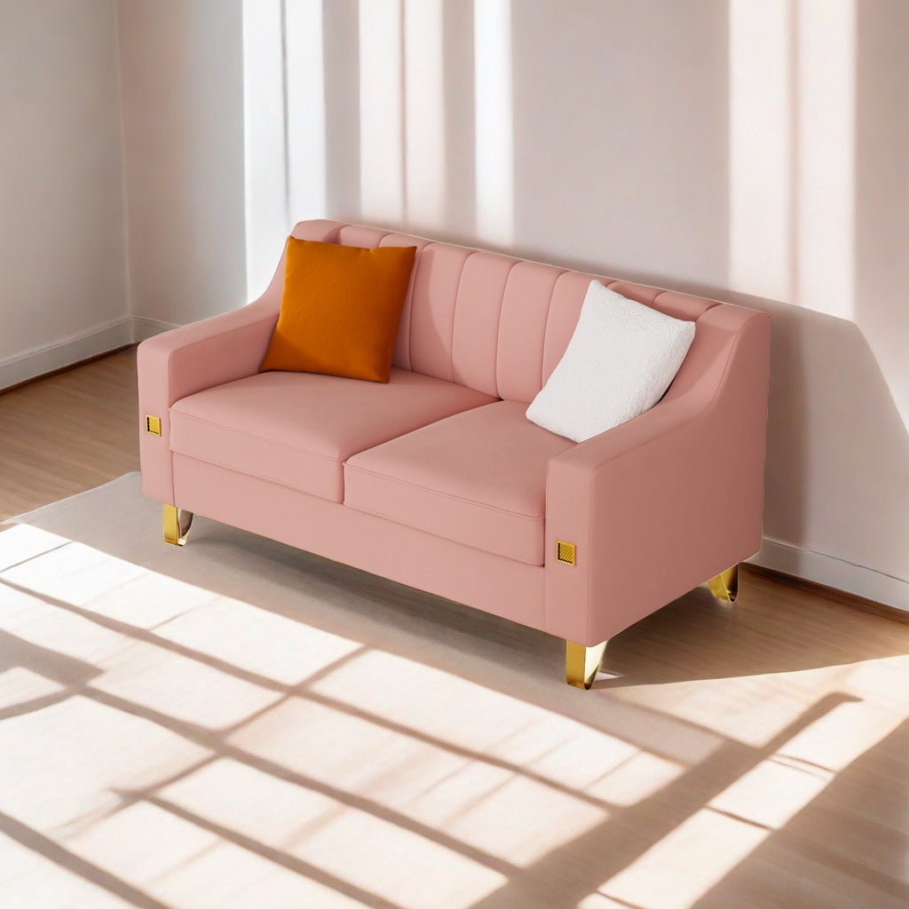 Fexa Velvet Loveseat Sofa - Pink - Walmart.com