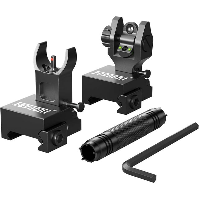 Feyachi Fiber Optic Iron Sights Flip Up Iron Sight, Front and Rear ...
