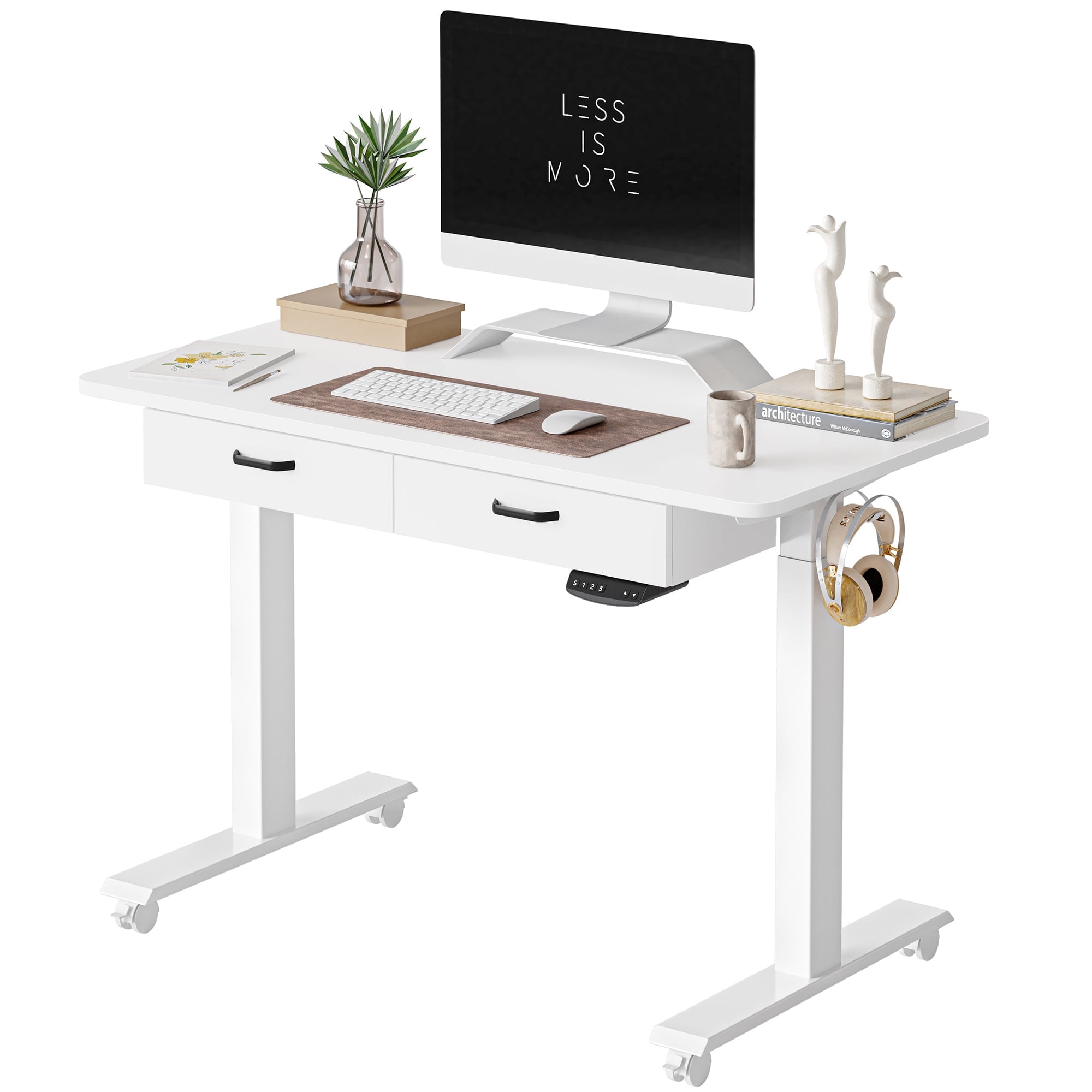 "Fezibo Electric Standing Desk, Adjustable Height, Power Lift, 48 ...