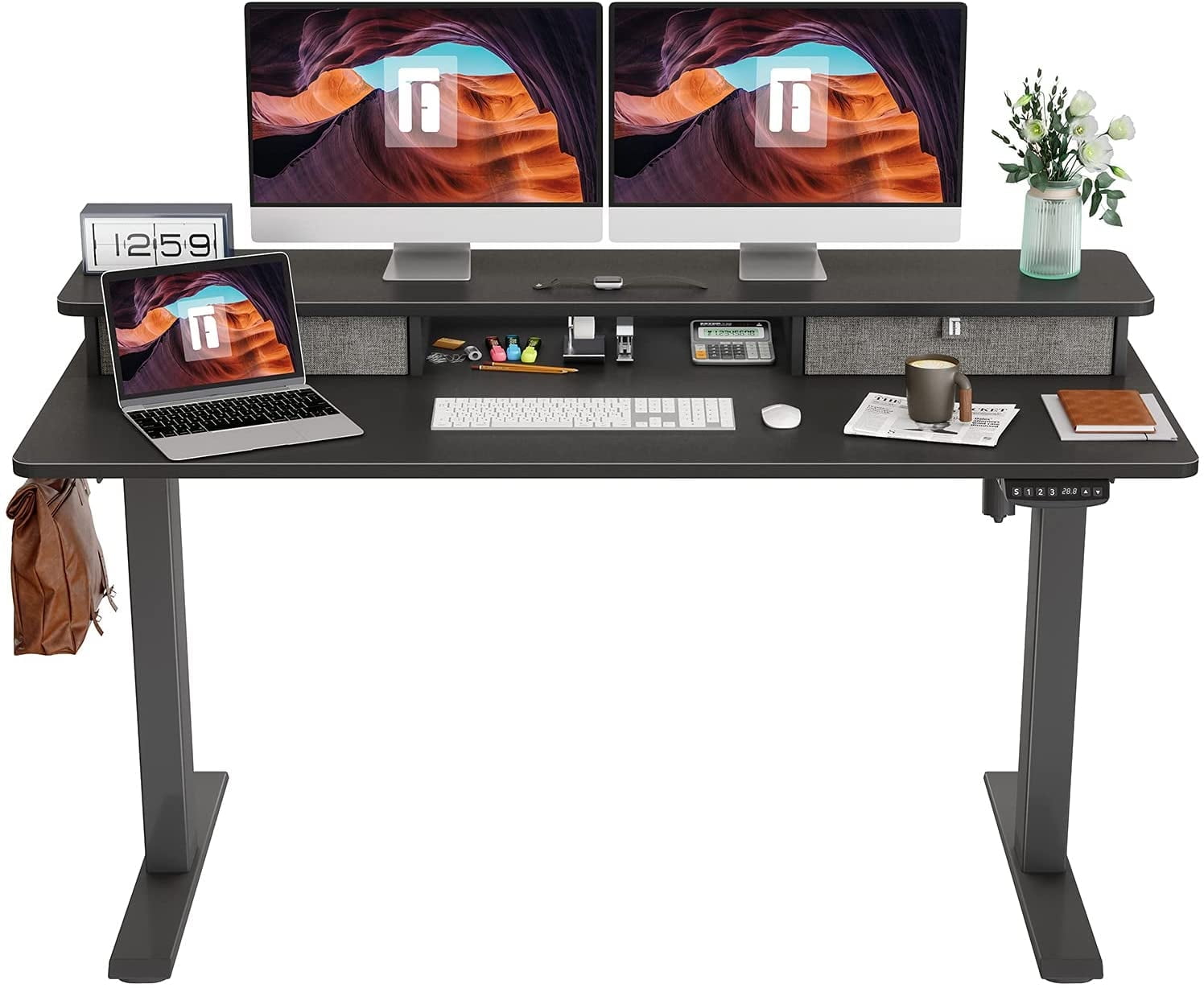 "Fezibo Electric Standing Desk, 55"" Adjustable Height, Office Desk ...
