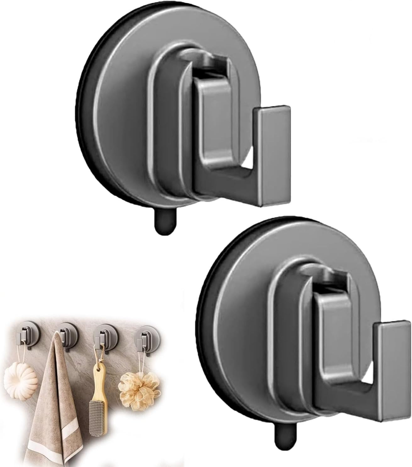 Ffunhoo Heavy Suction Cups Without Bore, Suction Cup Hooks, No-Drill ...