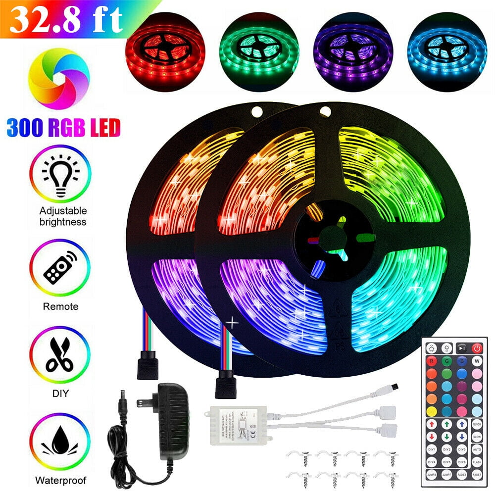 50ft-100ft Waterproof LED Strip Lights, 3528 RGB, Color Changing with ...