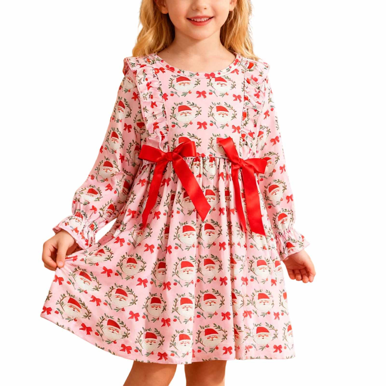 Fgnfyis Baby Girl Christmas Dress Long Sleeve Tutu with Festive Print ...