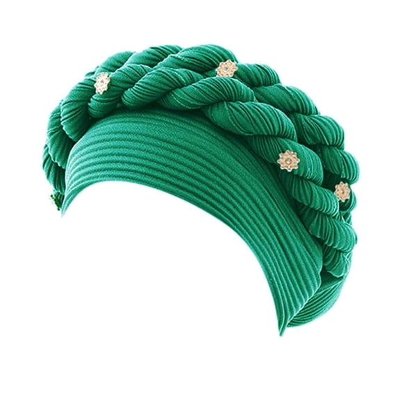 Fgnfyis Fashion Women Beading Braid Hat, Ruffle Cancer Wrap Sleep Cap ...