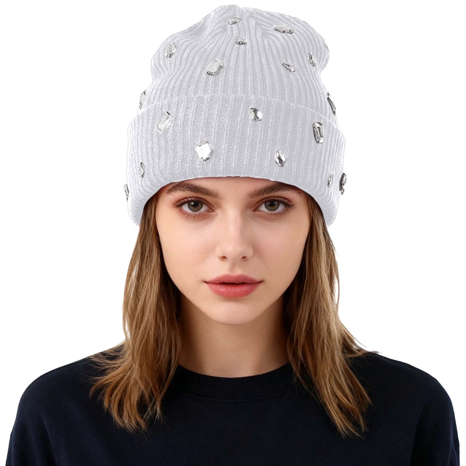 Fgnfyis Girls Pearl Glitter Knitted Hat Double Layer Outdoor Warm ...
