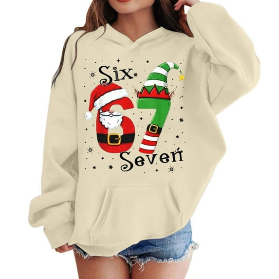 Fgnfyis Hoodies for Girls Round Neck Long Sleeve Letter Print Pullover ...