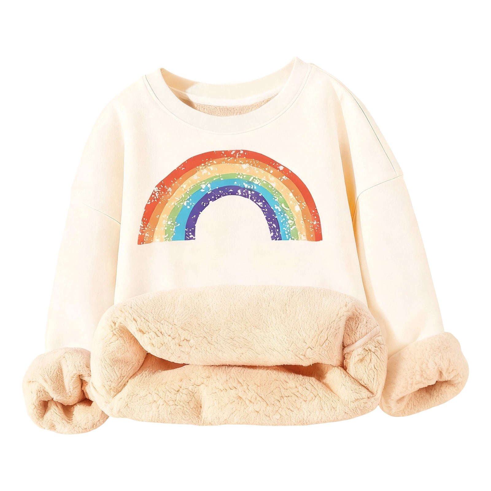 Fgnfyis Kids Pullover Loose Fitting Casual Rainbow Patterned Warm Round ...