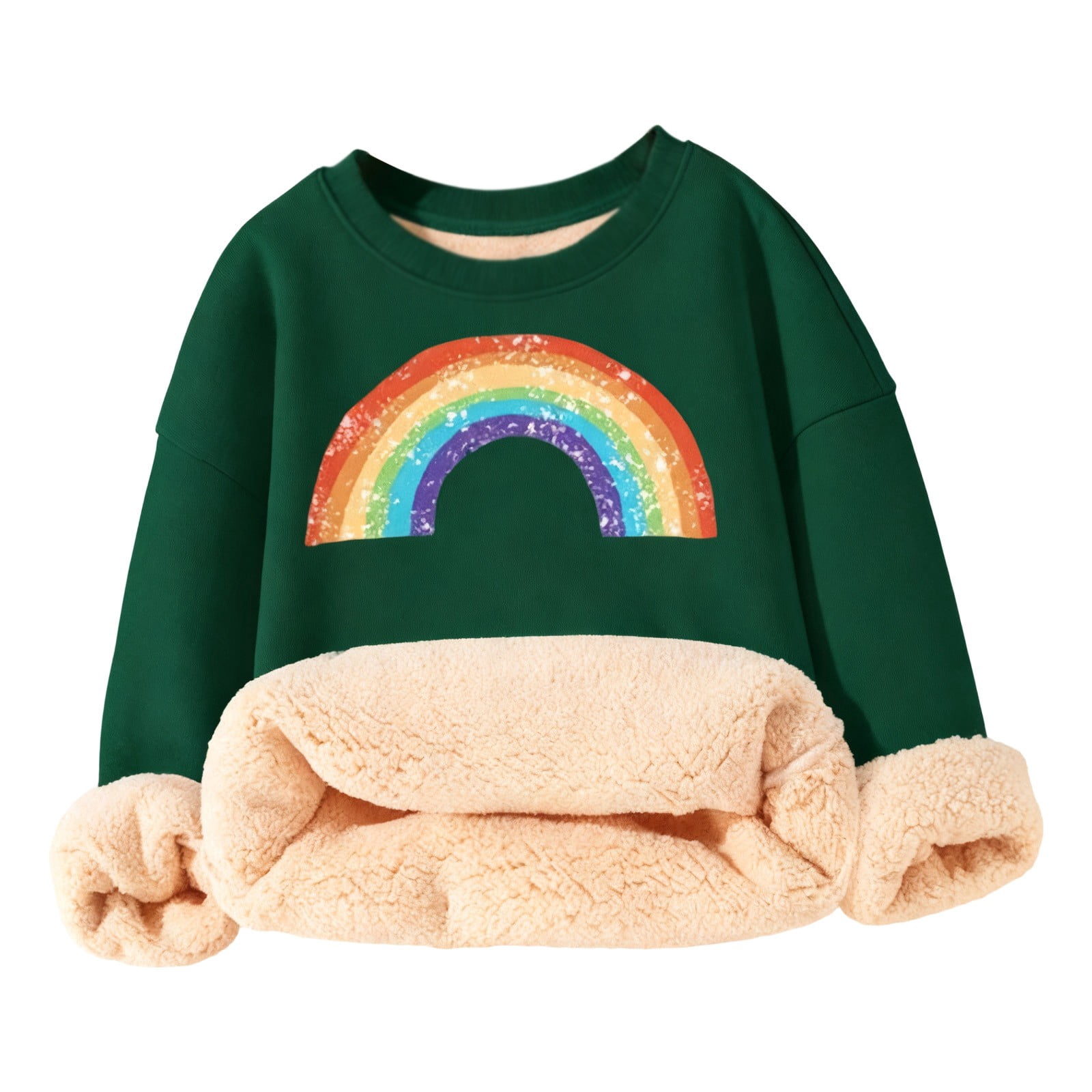 Fgnfyis Kids Pullover Loose Fitting Casual Rainbow Patterned Warm Round ...