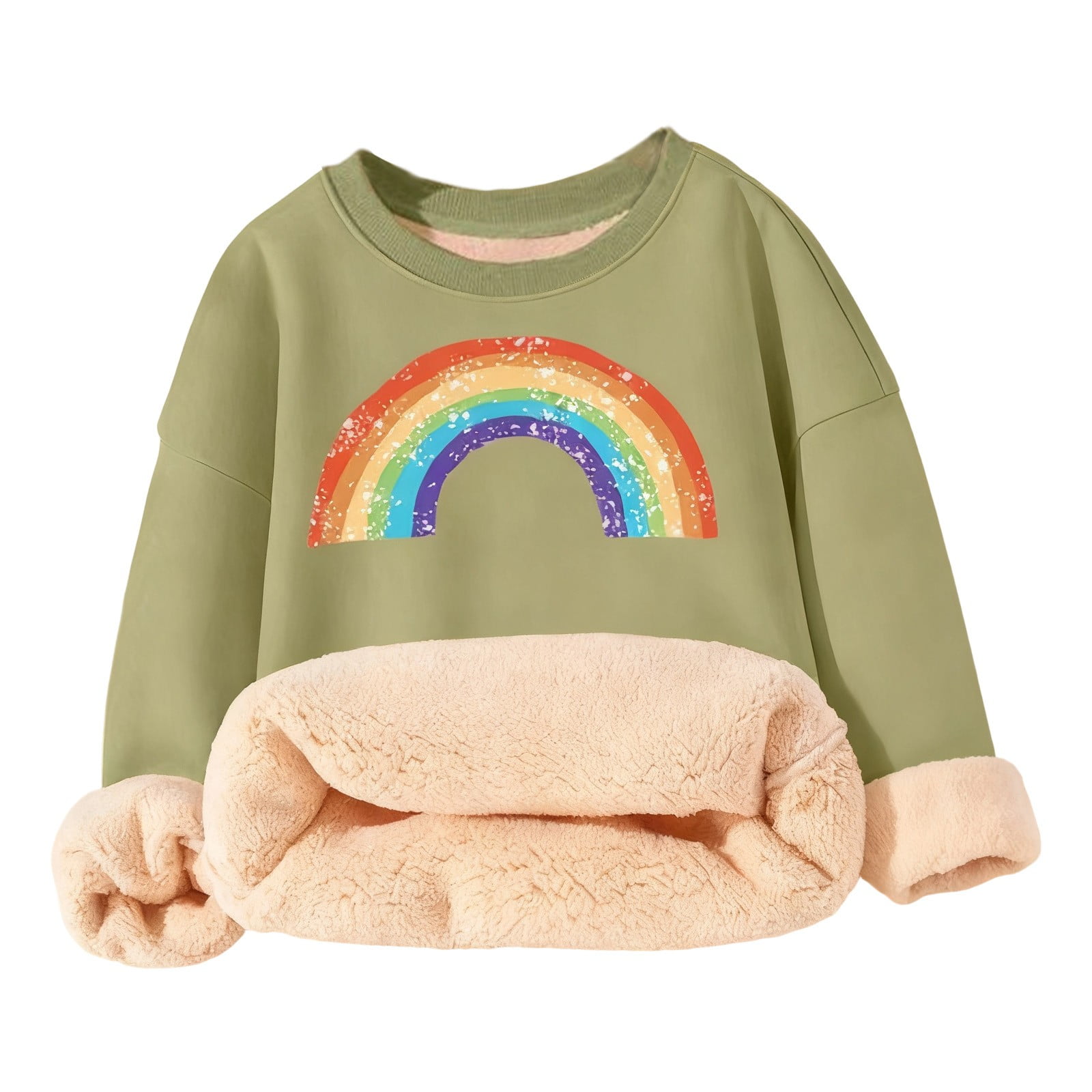 Fgnfyis Kids Pullover Loose Fitting Casual Rainbow Patterned Warm Round ...