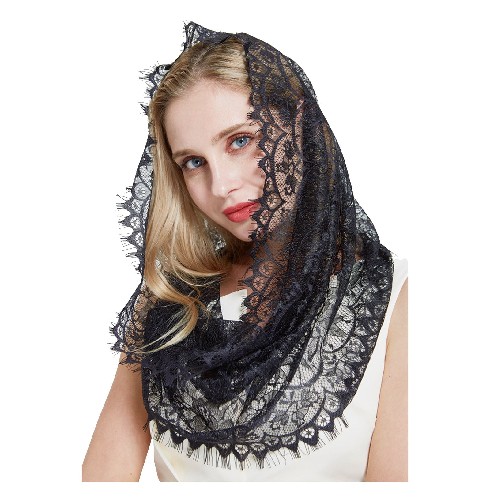 Fgnfyis Lace with Eyelash Design Head Covering Spanish Style for Women ...
