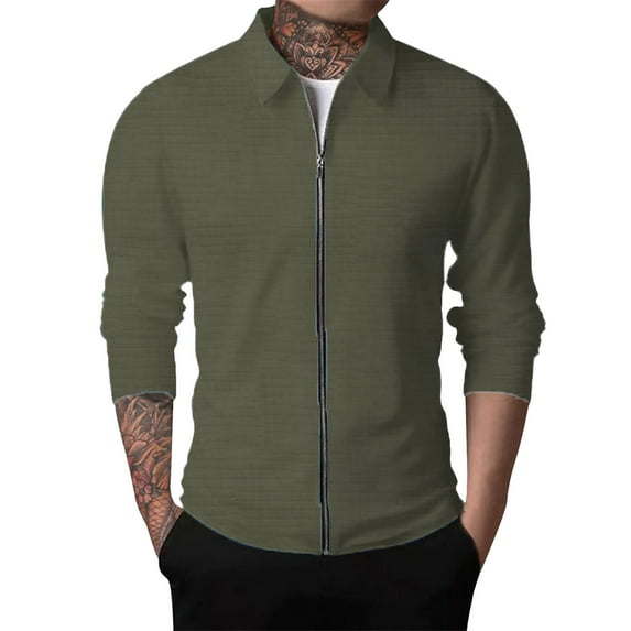 Fgnfyis Men Jacket Fashion Casual Long Sleeved Lapel Knit Cardigan Coat ...