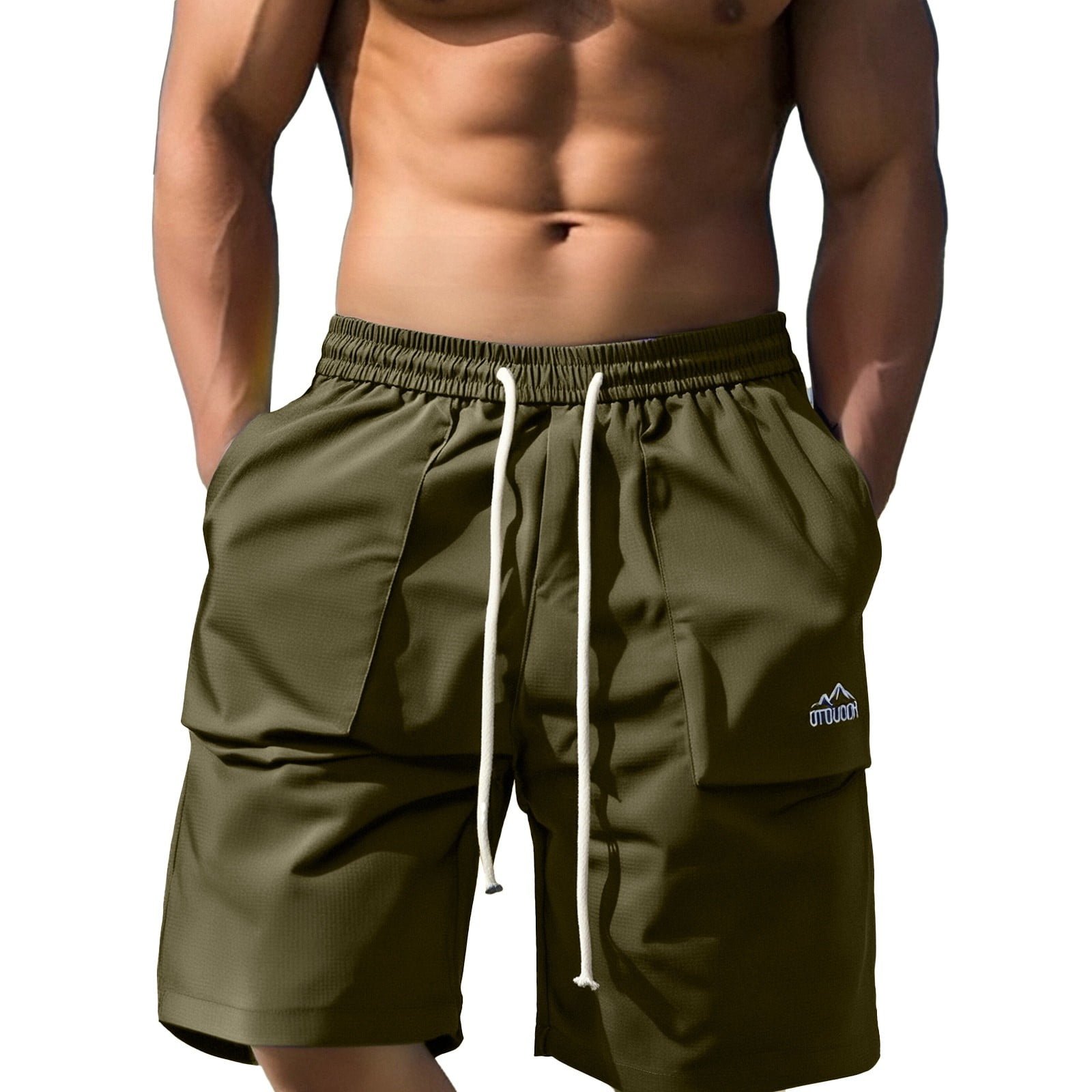 Fgnfyis Men's Casual Shorts for Outdoor Leisure Loose Fit Solid Color ...