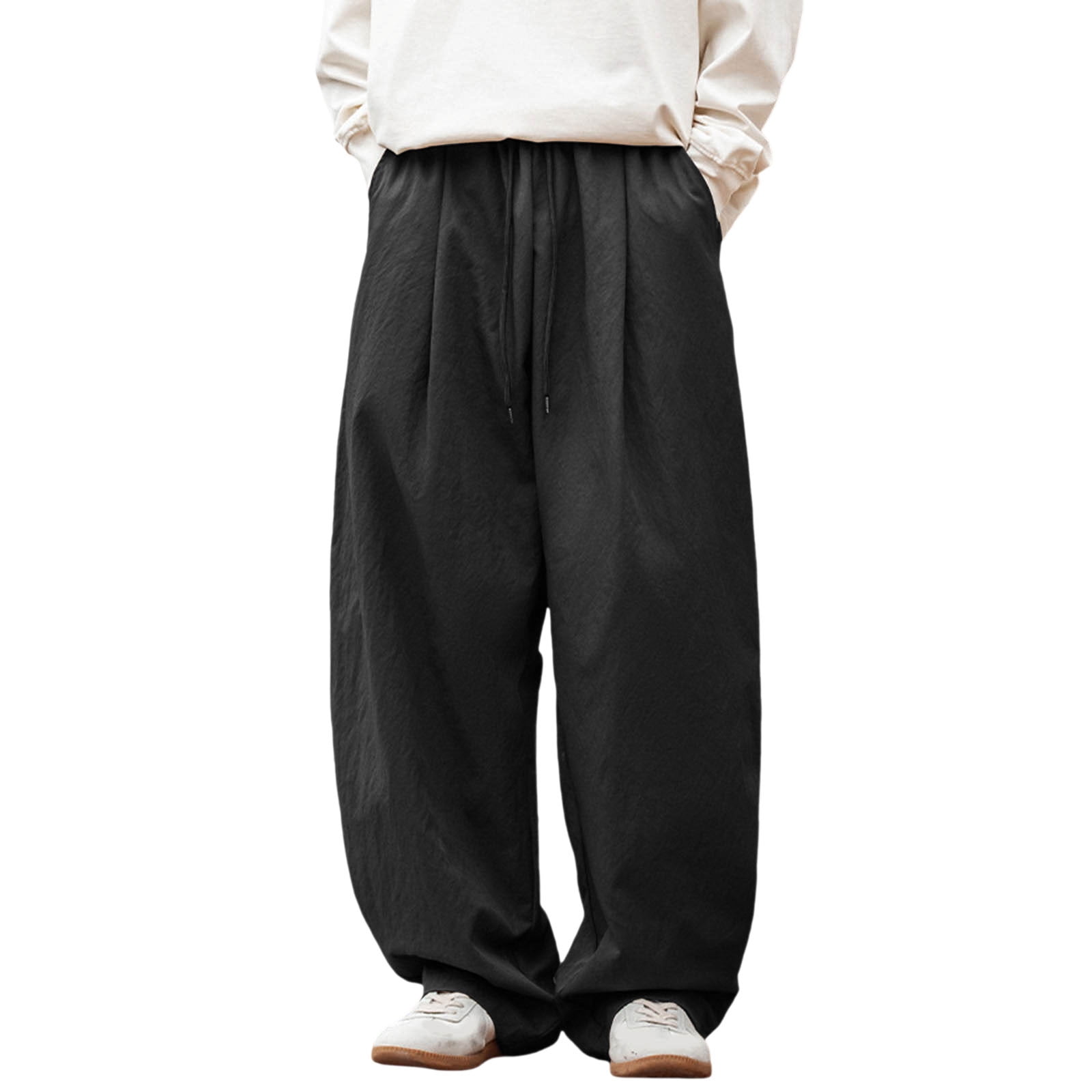 Fgnfyis Men's Drapey Loose Casual Pants Japanese Retro Pleated Design ...