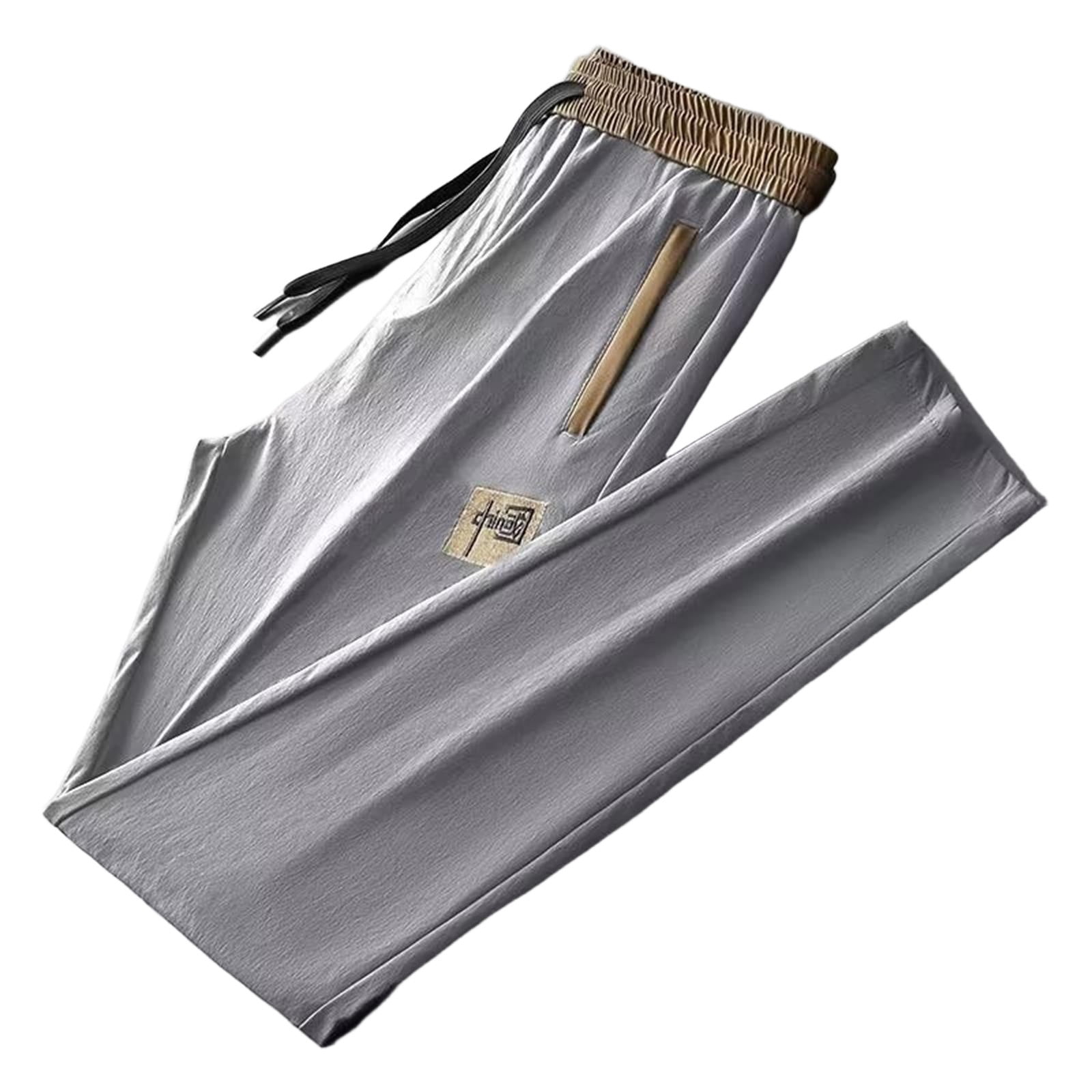 Fgnfyis Men's High Stretch Ice Silk Pants for Summer Outdoor Sports ...