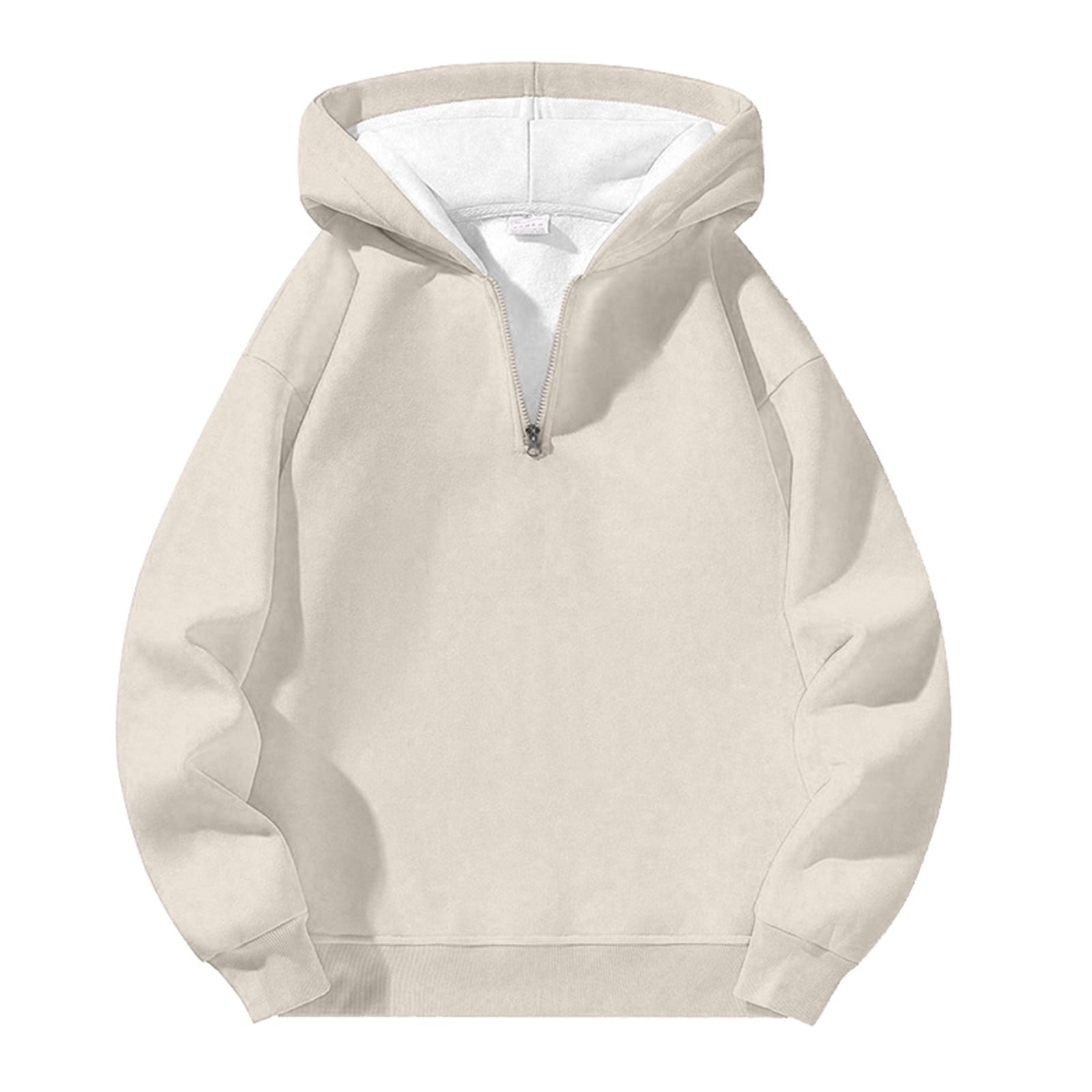 Fgnfyis Men's Quarter Zip Hoodies Solid Color Long Sleeve Drop Shoulder ...