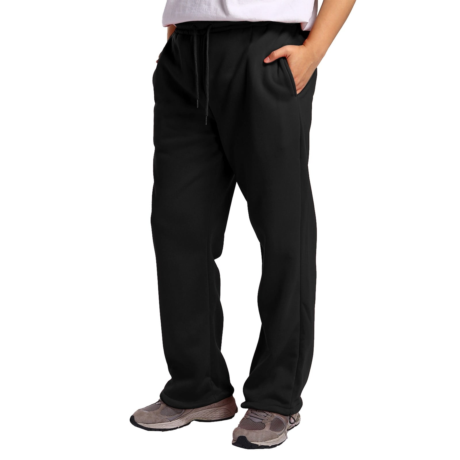 Fgnfyis Men's Rope Loosening Waist Solid Color Pocket Trousers Loose ...