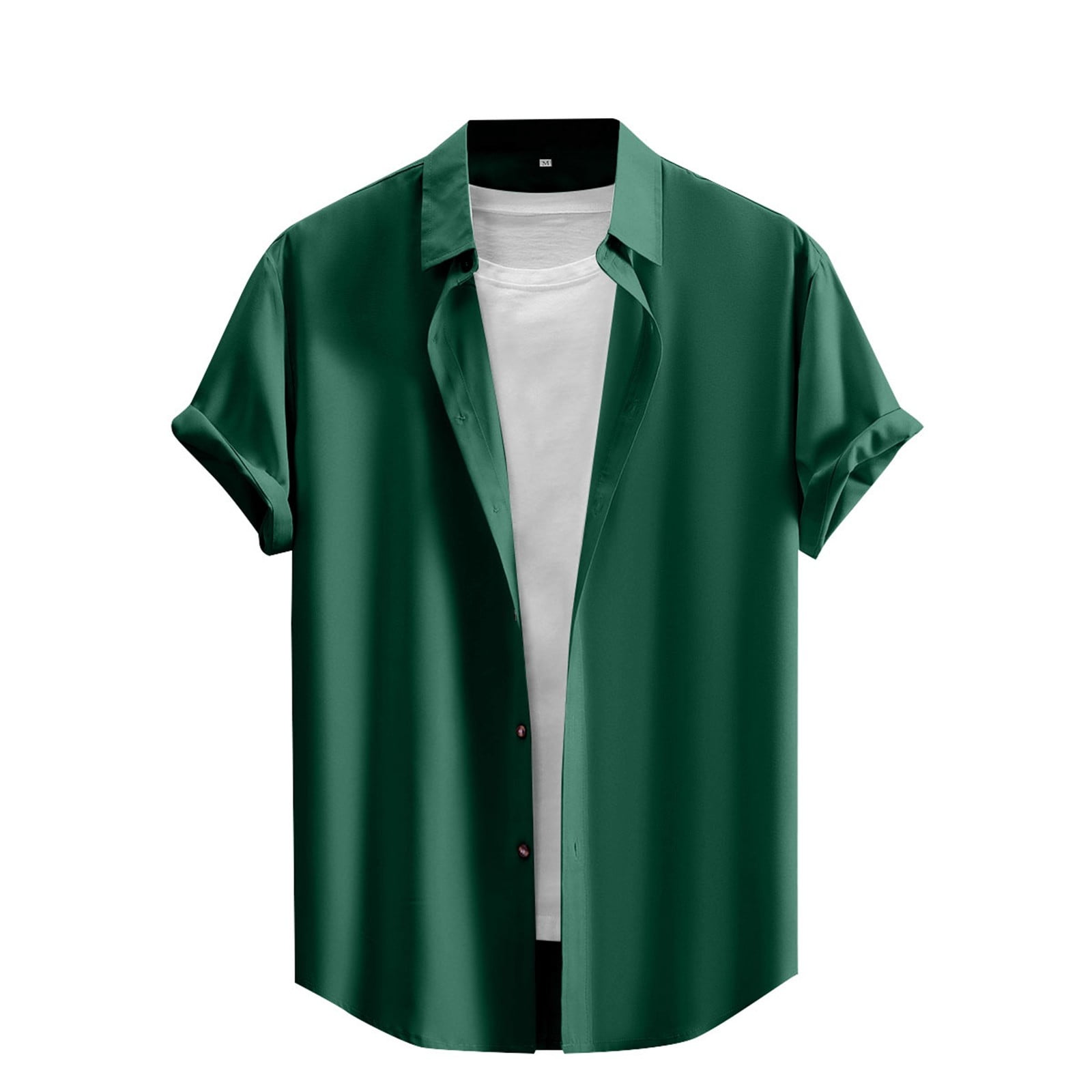 Fgnfyis Men's Short Sleeved Shirt Solid Color Net Color Fashion Men's ...