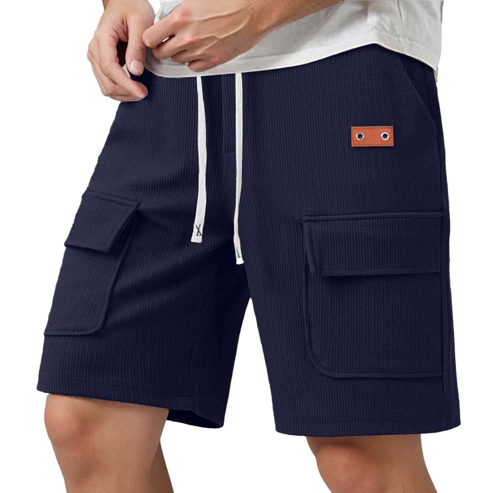 Fgnfyis Men's Summer Fashion Solid Color Cargo Shorts Loose Sports ...