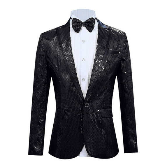 Fgnfyis Mens Blazer Jacket Mens Performance Suit Pink Silver Sequin ...