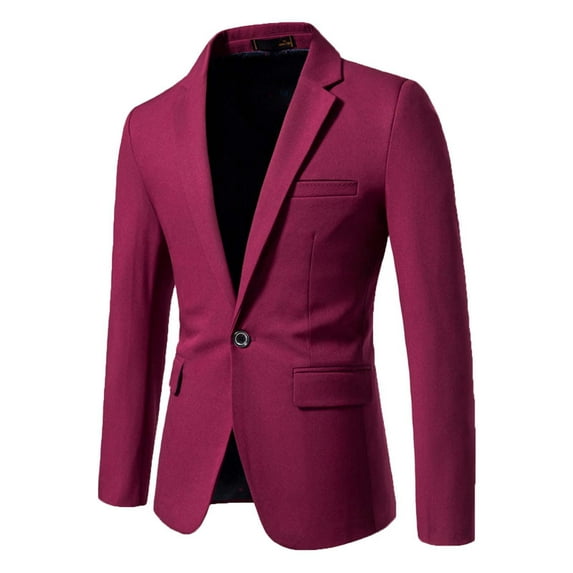 Fgnfyis Mens Blazer Mens Casual Solid Color One Button Business Casual ...
