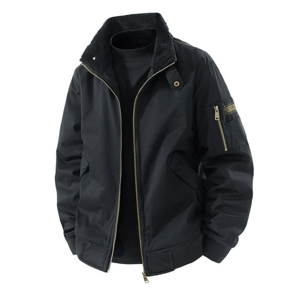 Fgnfyis Mens Coat Jacket Winter Stand Collar Lined Thickened Warm ...