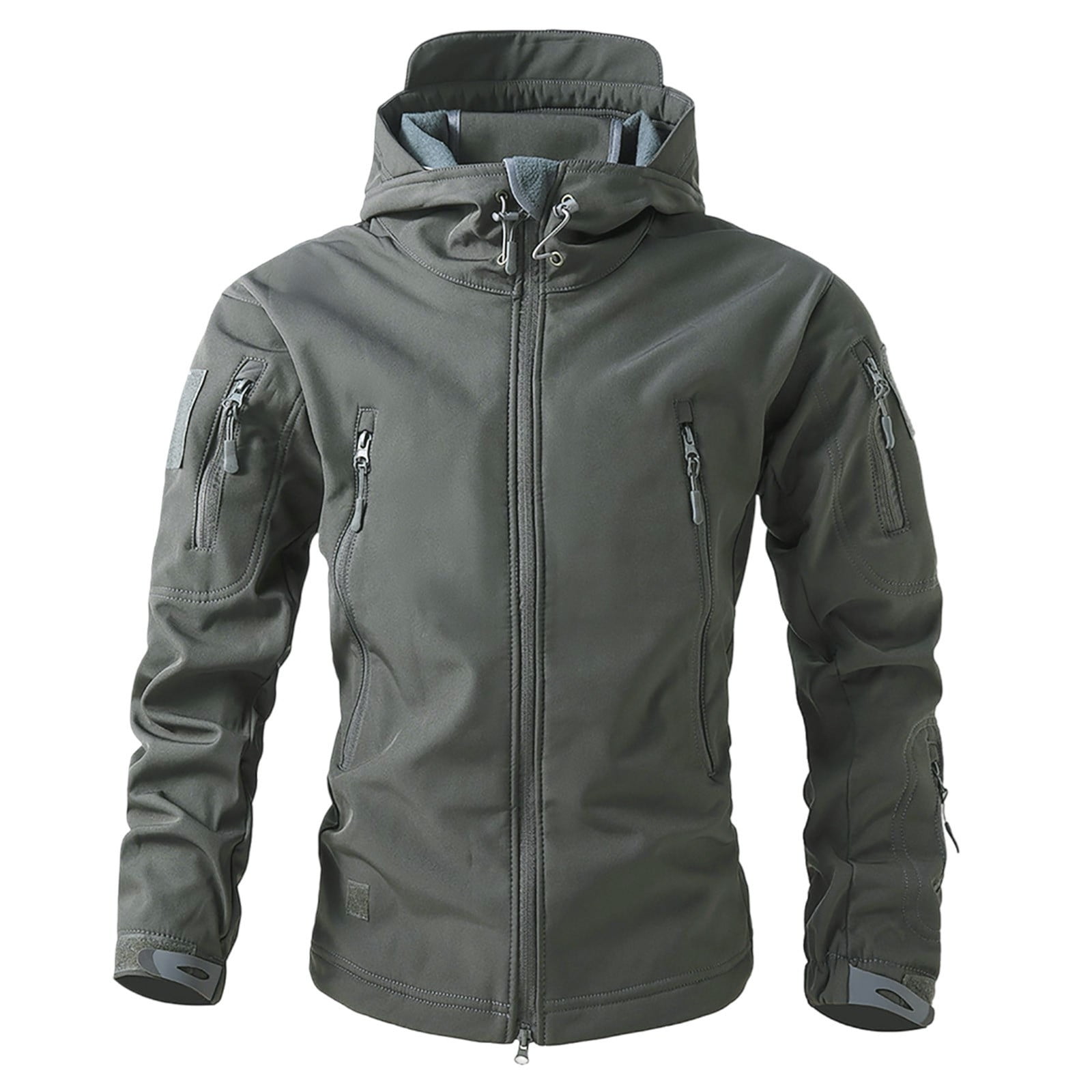 Fgnfyis Mens Coats Solid Color Skin Scratch Windproof Hooded Pocket ...