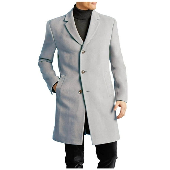 Fgnfyis Mens Jackets Lightweight Fashion Handsome Long Wool Overcoat ...