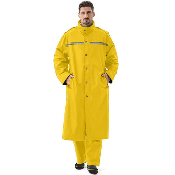 Fgnfyis Mens Rain Coat Fabric Long Reflective Lightweight Reusable Rain ...