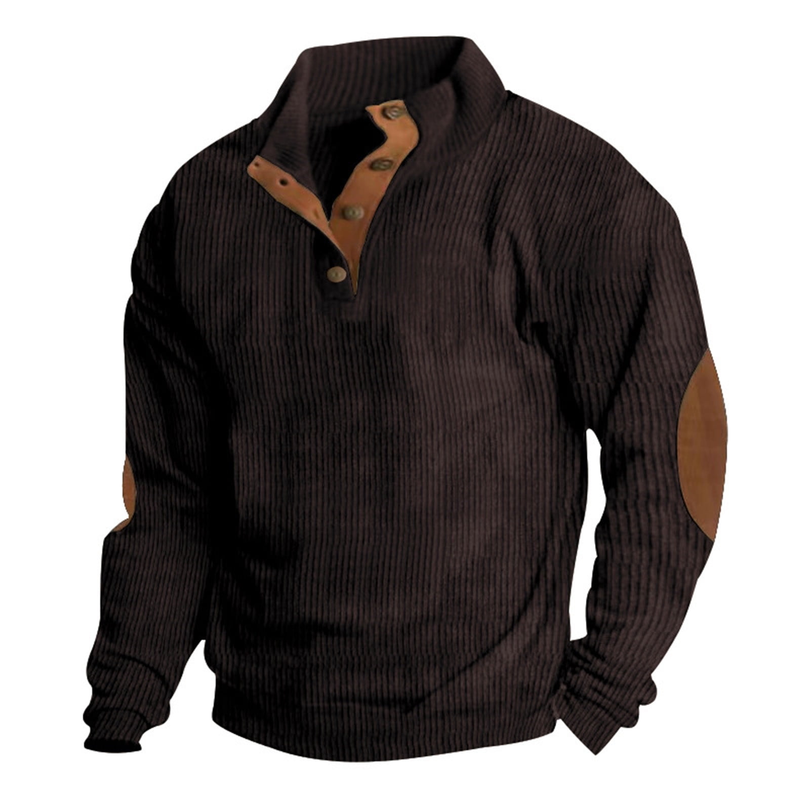 Fgnfyis Mens Suede Sweatshirts Stand Collar Button up Long Sleeve ...