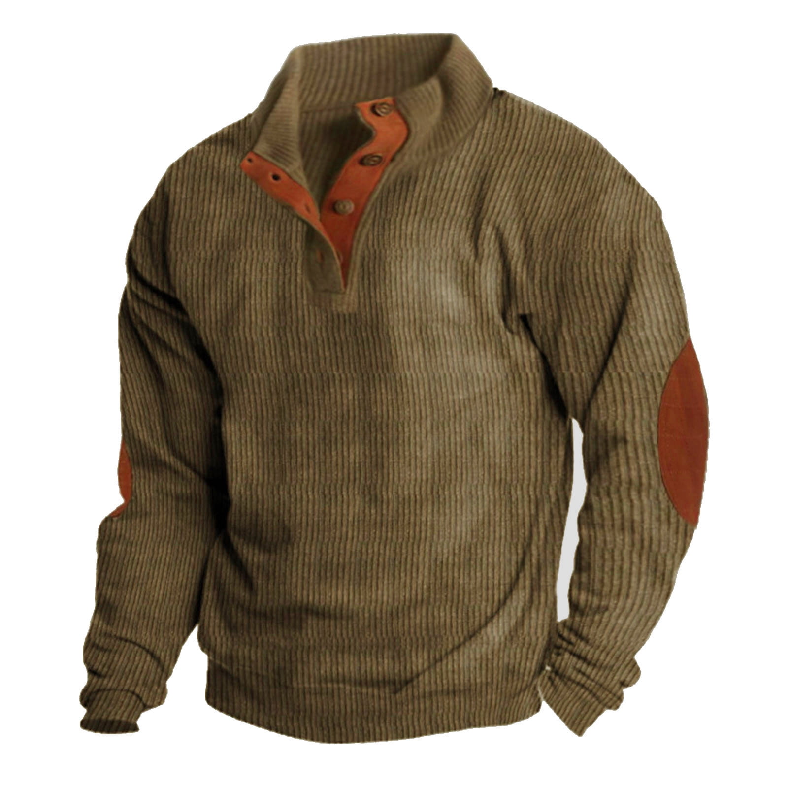 Fgnfyis Mens Suede Sweatshirts Stand Collar Button up Long Sleeve ...