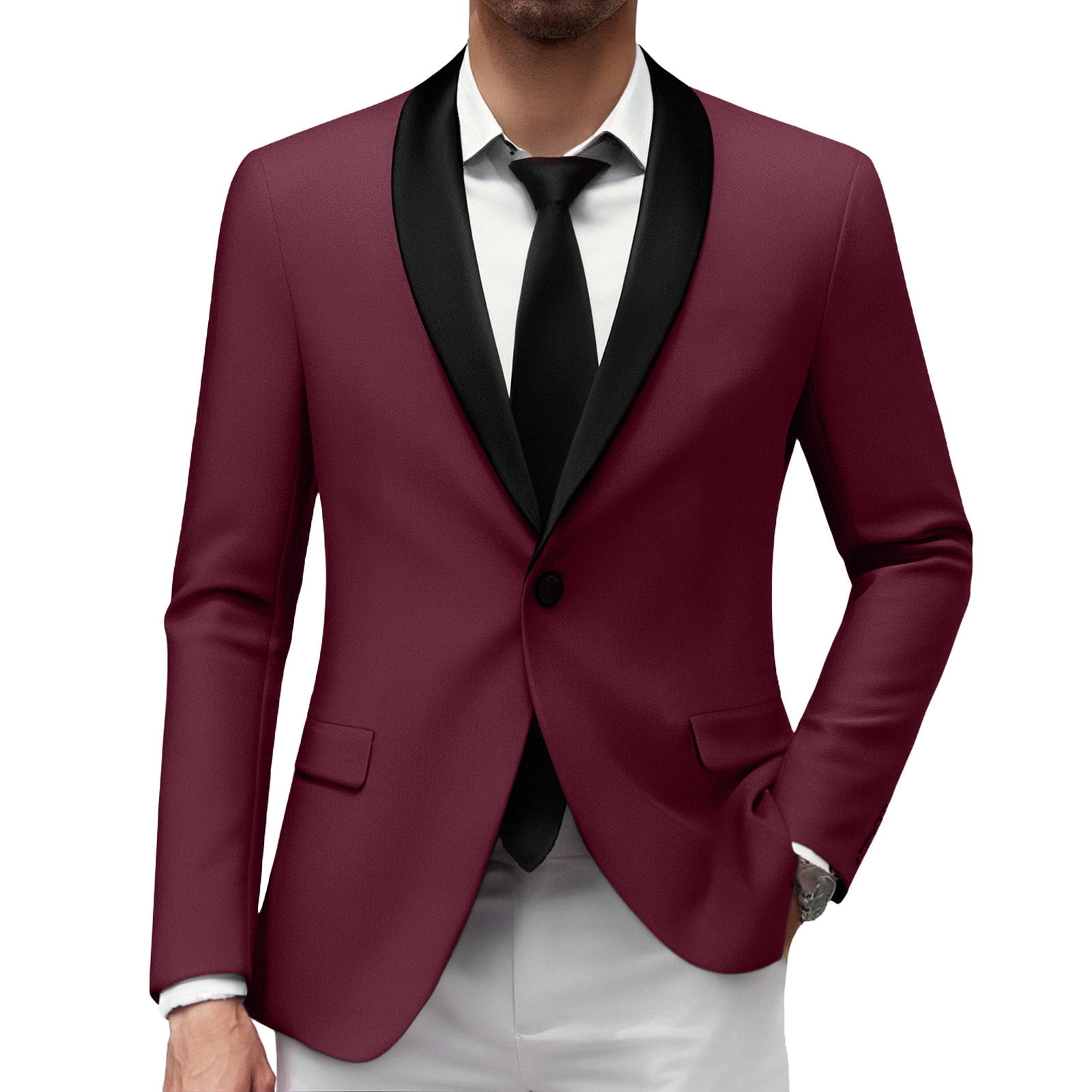 Fgnfyis Mens Suit Jacket Autumn and Winter Mens Long Sleeved Lapel ...