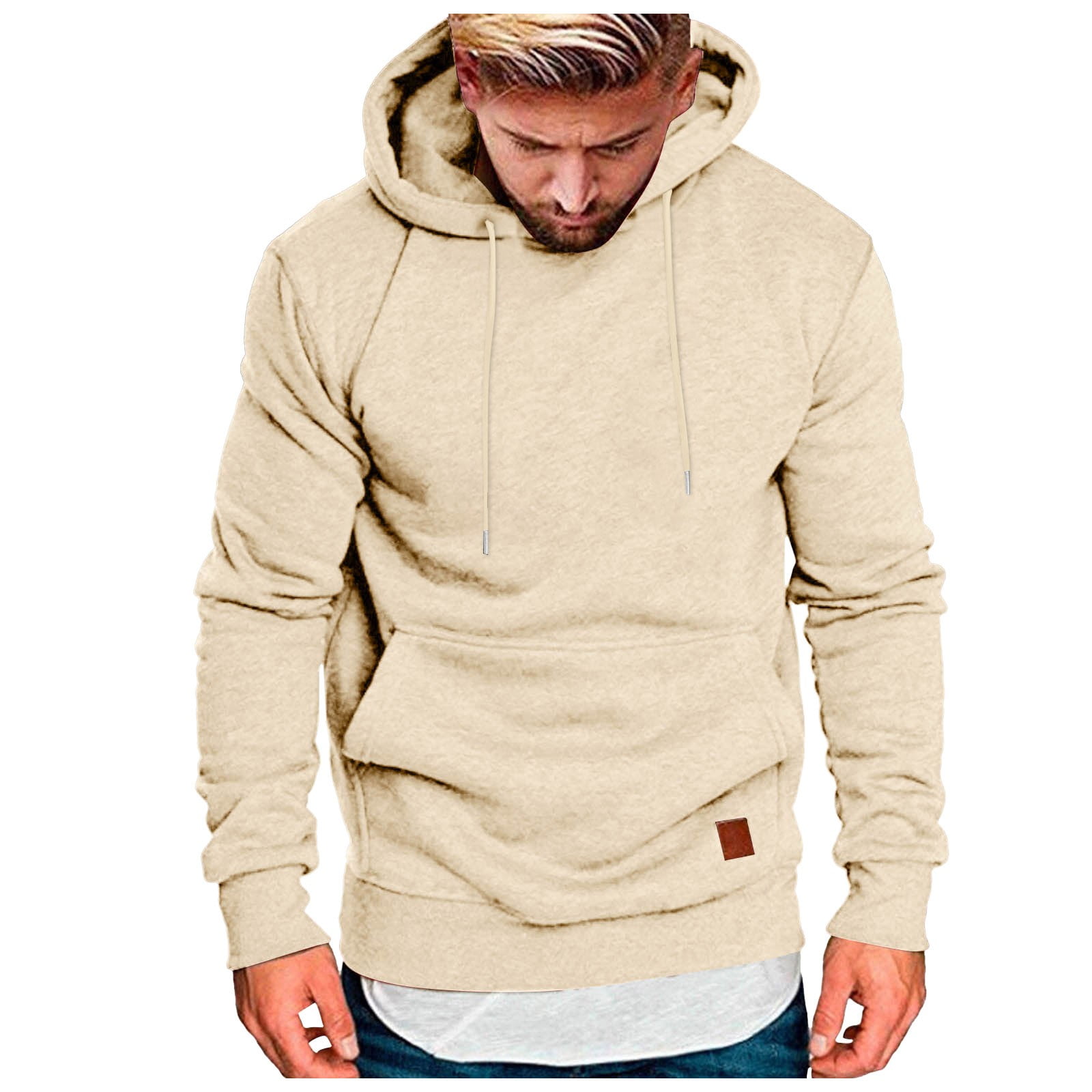 Fgnfyis Pullover Hoodies for Men Solid Long Sleeve Drawstring Hooded ...