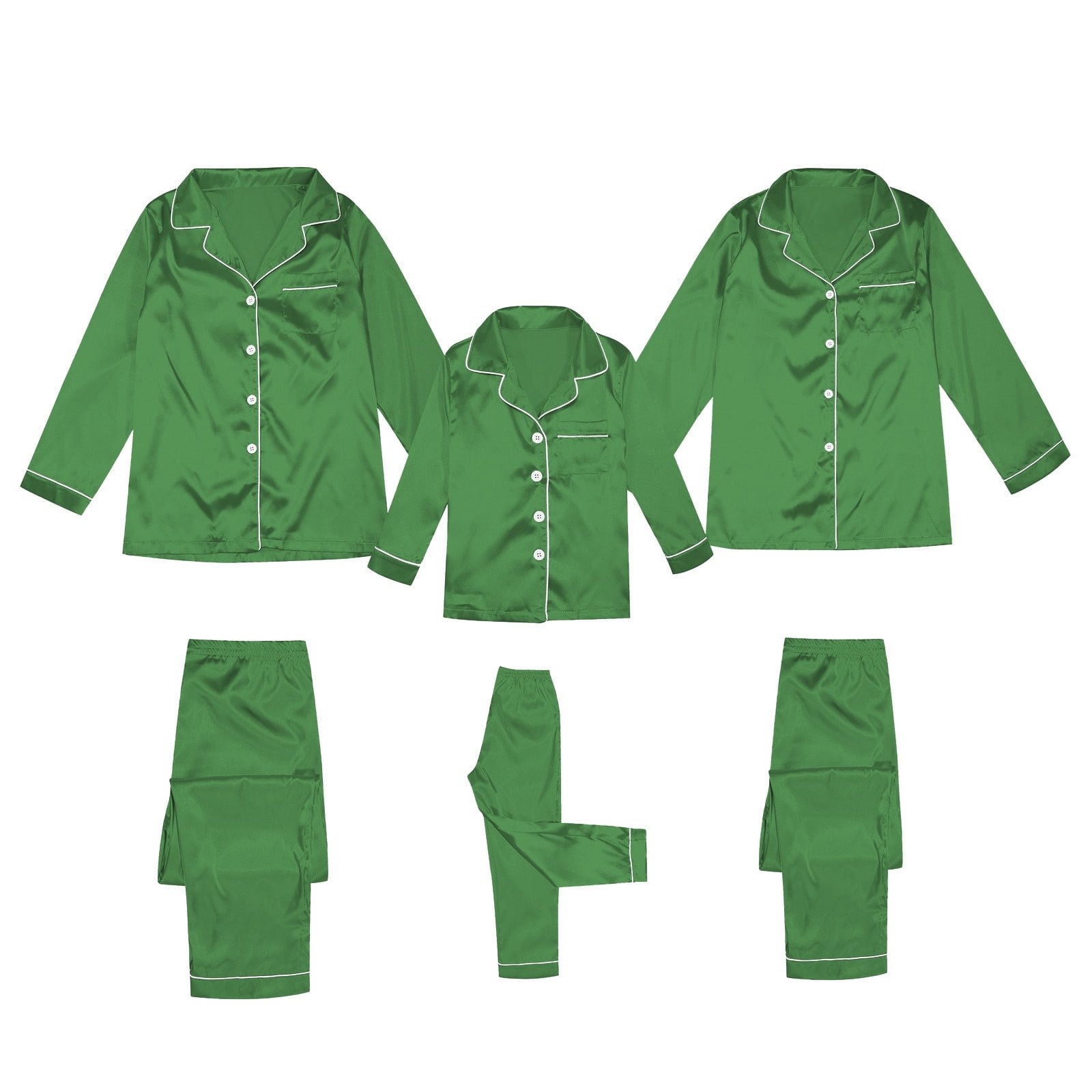 Fgnfyis Soft Kids Satin Silk Button Down Pajamas Sets Solid 2 Piece ...