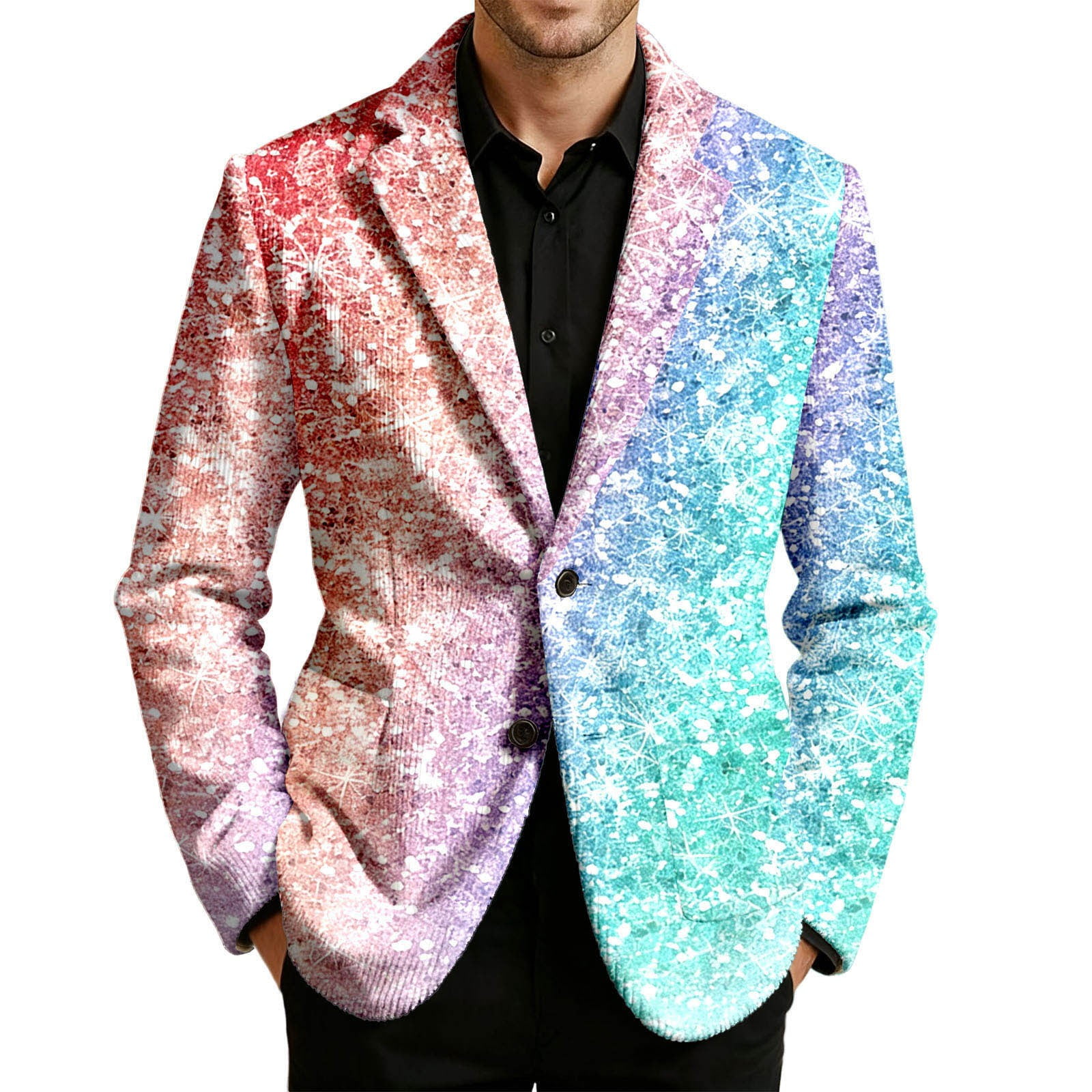 Fgnfyis Suit Jacket for Men Carnival Corduroy Print Casual Style Jacket ...