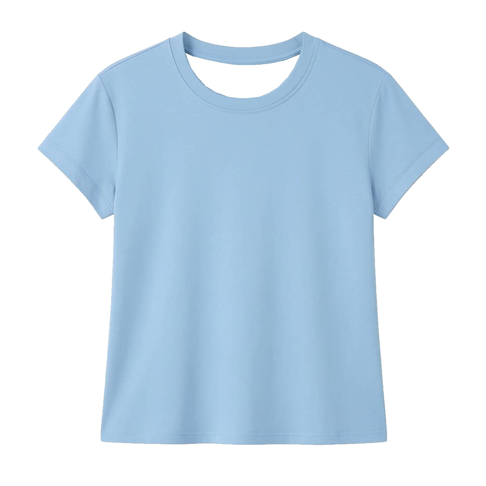 Fgnfyis T Shirts For Women Fashion Casual Solid Color Short Sleeved ...