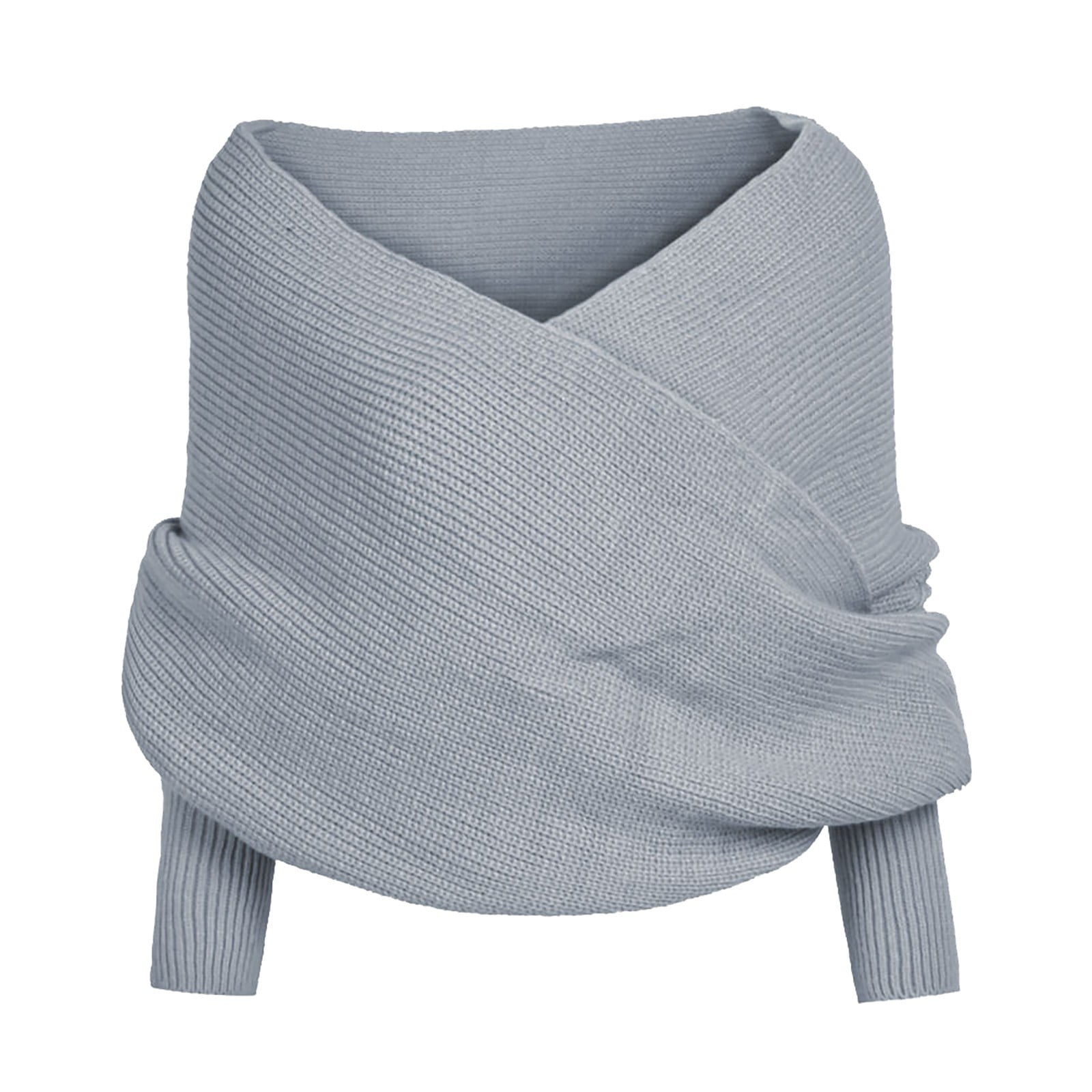 Fgnfyis Unique V-Neck Off Shoulder Pullover Sweater Knitted Warm Scarf ...